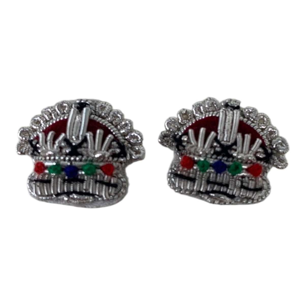 Embroidered Rank Crowns - Silver - 3/8 inch - Tudor - Pair – Cadet Kit Shop